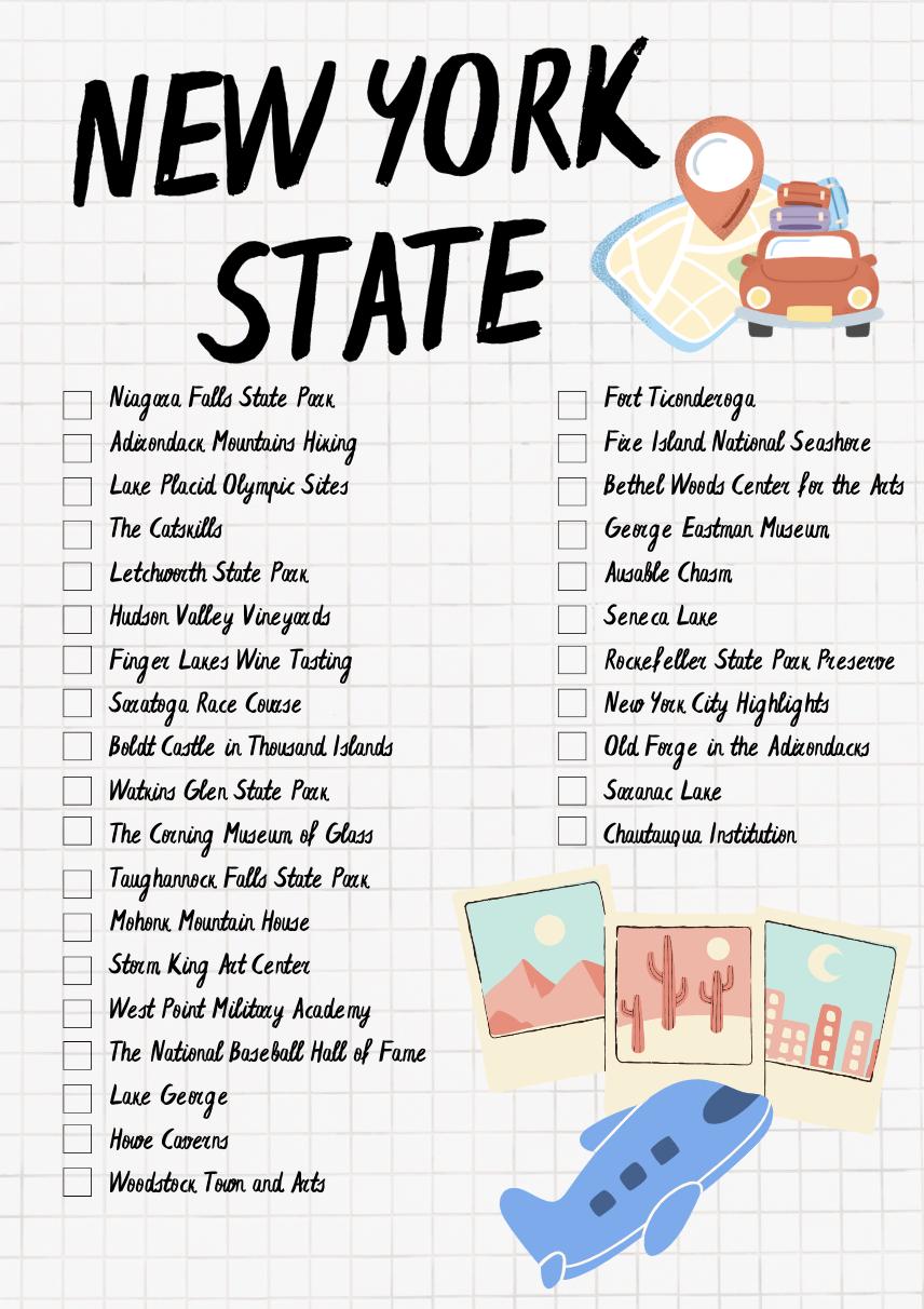 New York State Printable Checklist Bucket List (premium: Choose From 6 ...
