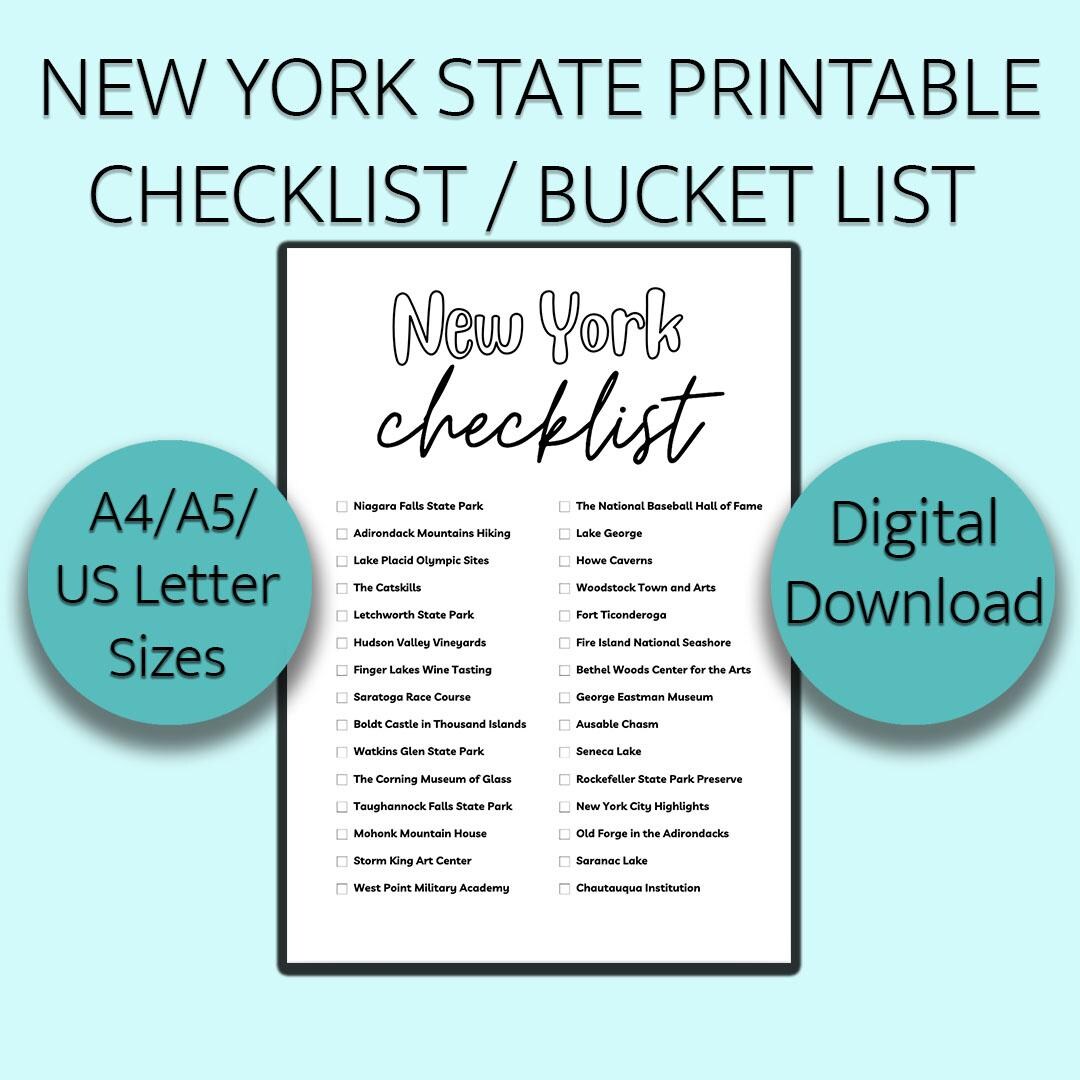New York State Printable Bucket List Checklist (simple Style) - Etsy
