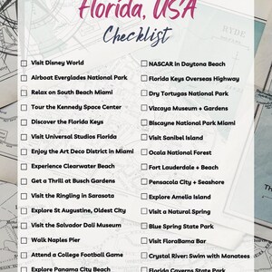 Florida Printable Checklist Bucket List (premium: Choose From 6 Designs ...