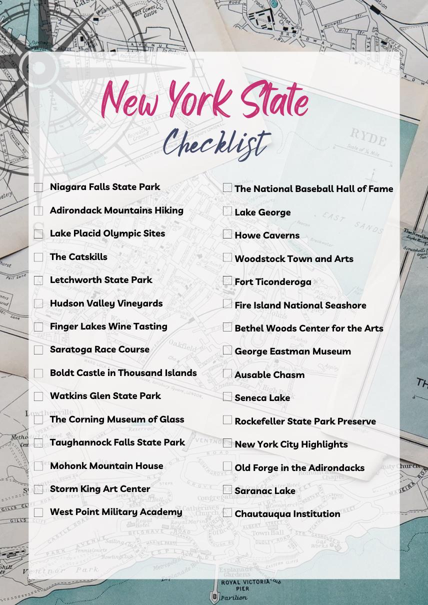 New York State Printable Checklist Bucket List (premium: Choose From 6 ...