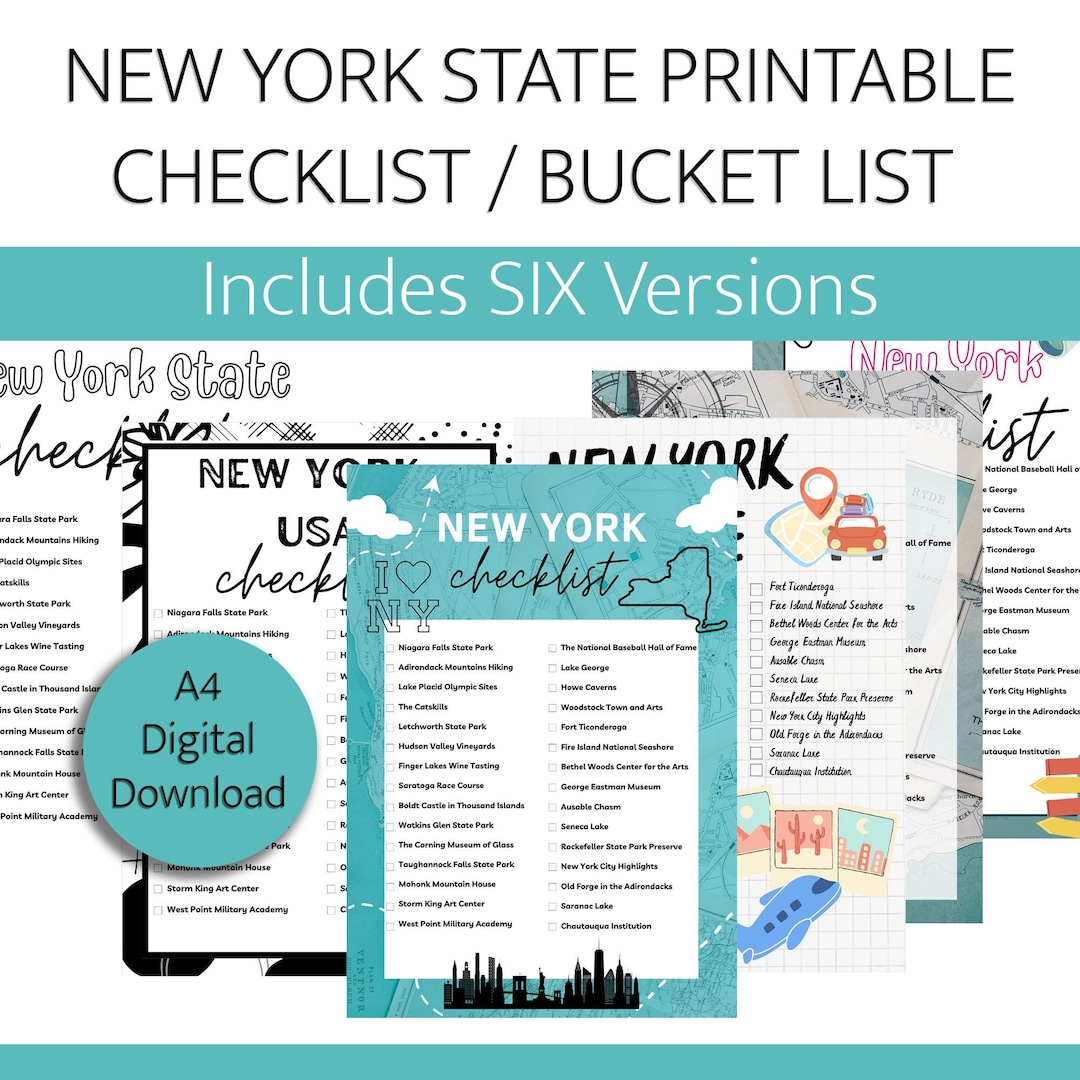 New York State Printable Checklist Bucket List (premium: Choose From 6 ...