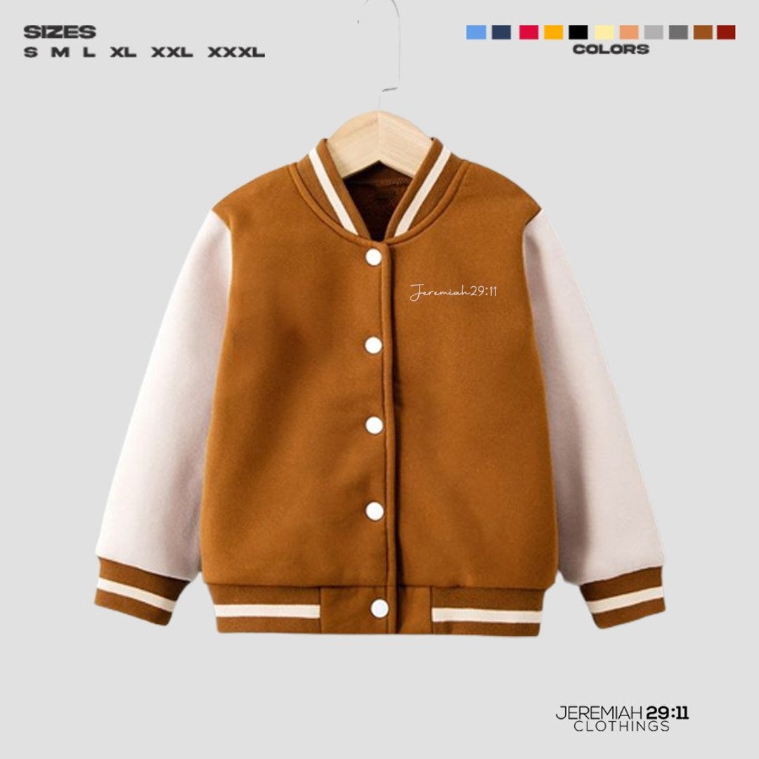 Jeremiah 29:11 Brown Cotton Varsity Jacket Christian Streetwear Men ...