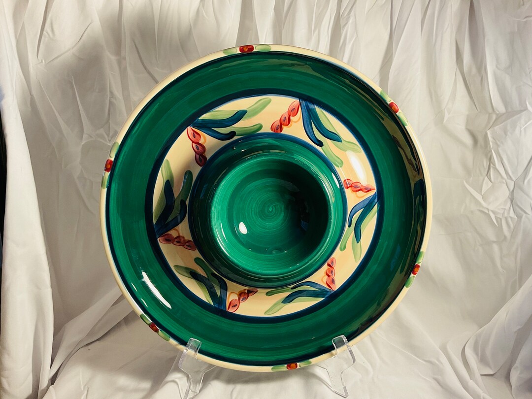 Vintage Gail Pittman 13” Chip & Dip Pottery Dish RARE! Discontinued ...
