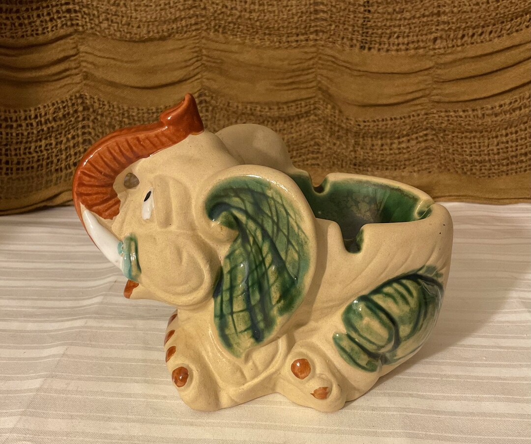 Vintage Ceramic Elephant Ashtray Pottery Figure Hand-painted - Etsy