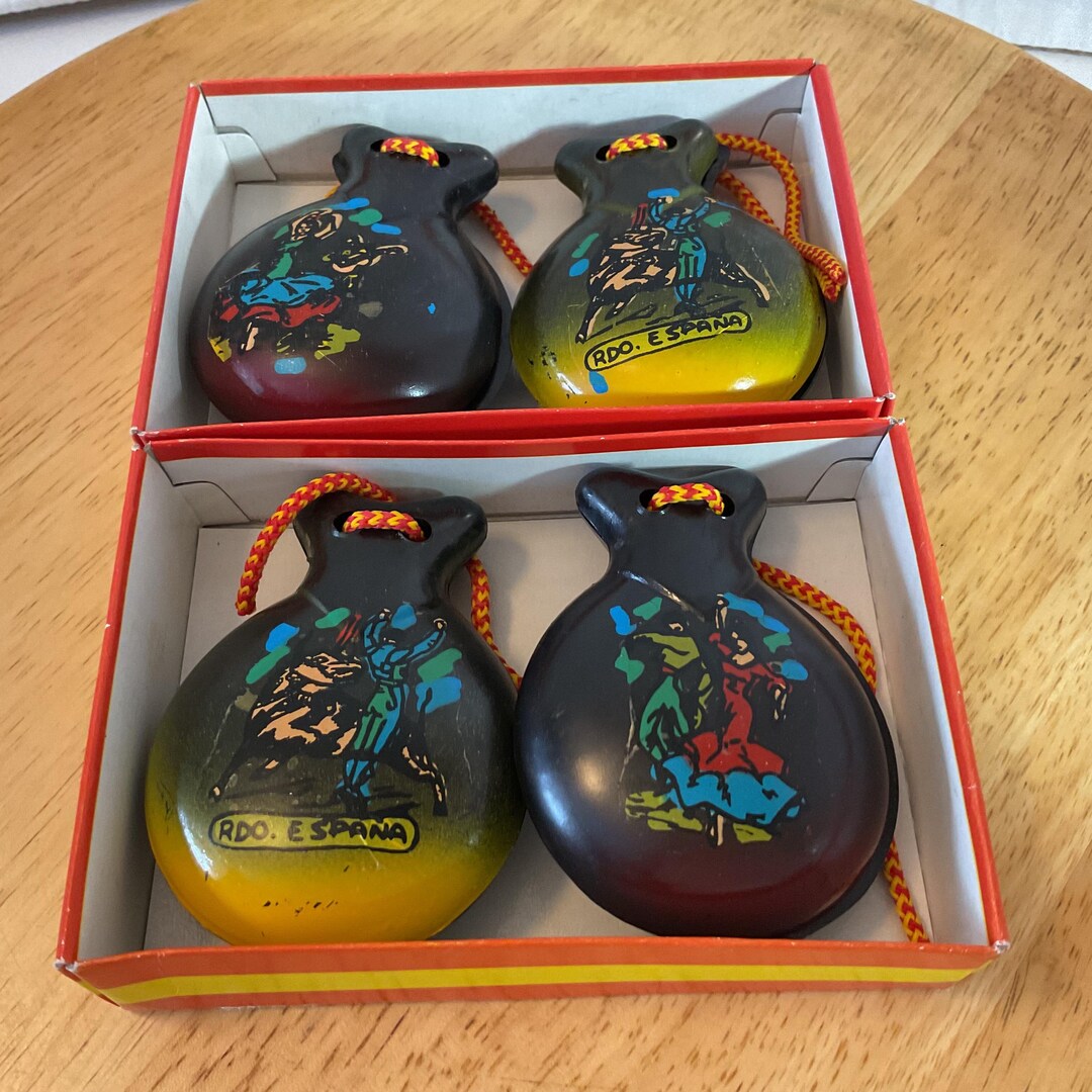 Vintage Spanish Castanets(clackers) Features Bull Fighter, Flamenco ...