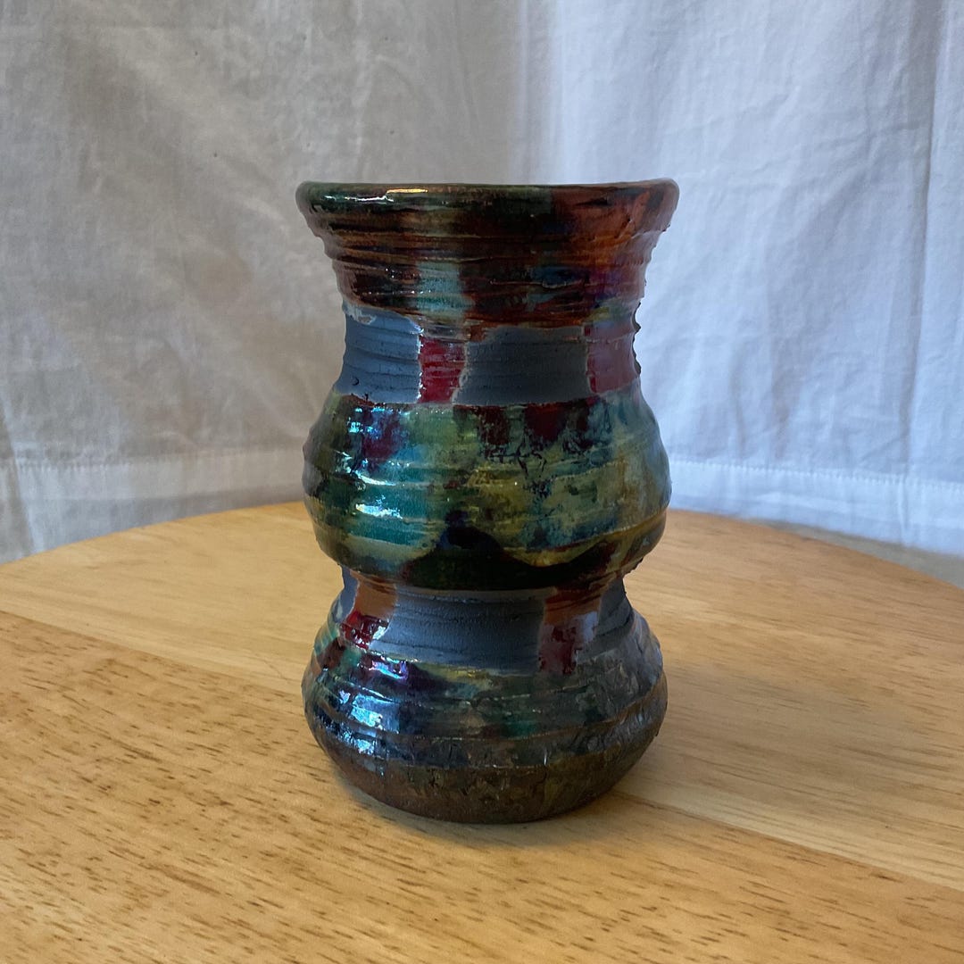 Vintage Julie Furminger Raku Vase: Iridescent Pottery - Etsy