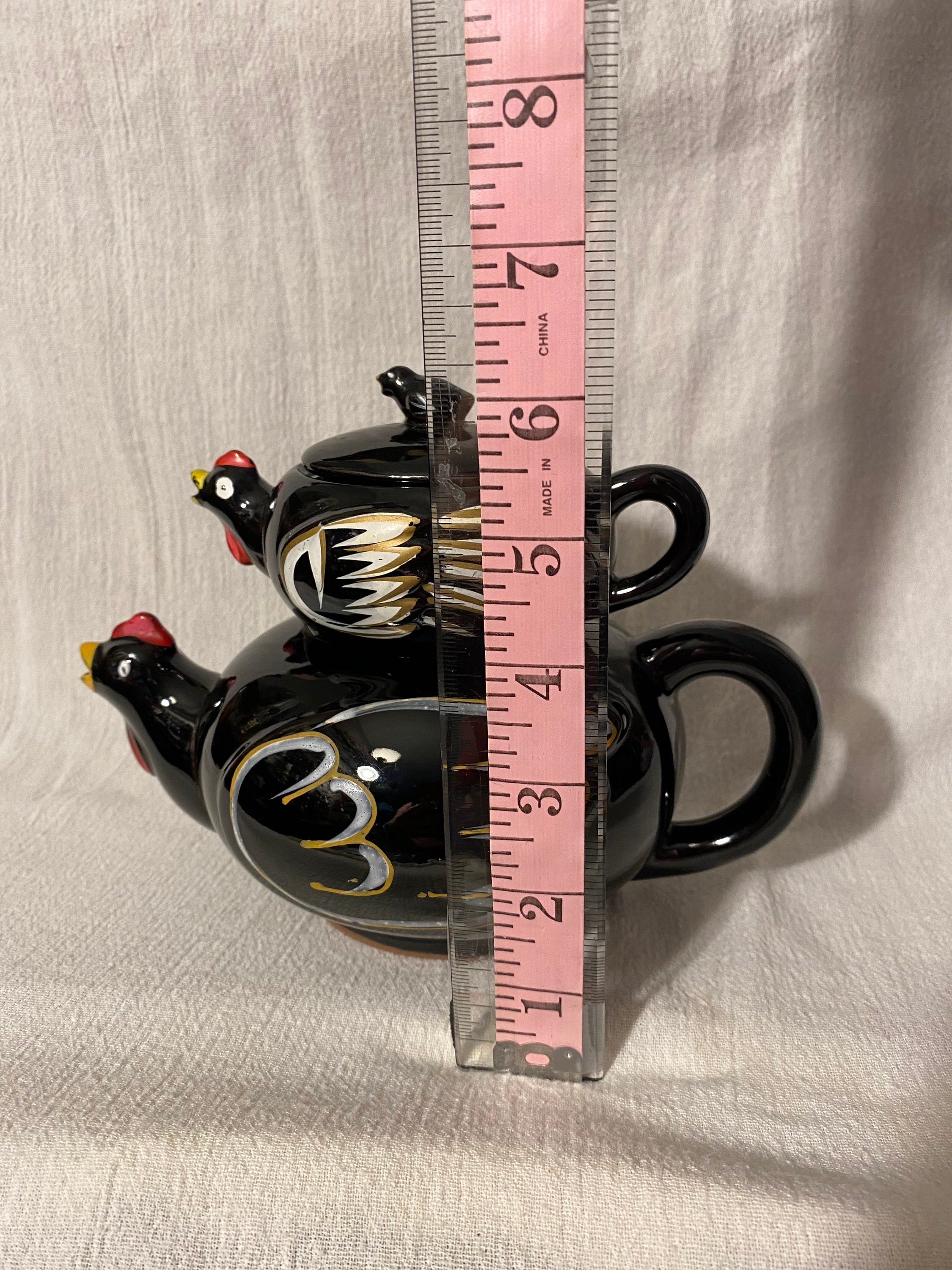 Vintage 1950’s Black Hens Stackable Tea Set Teapot, Creamer - Etsy