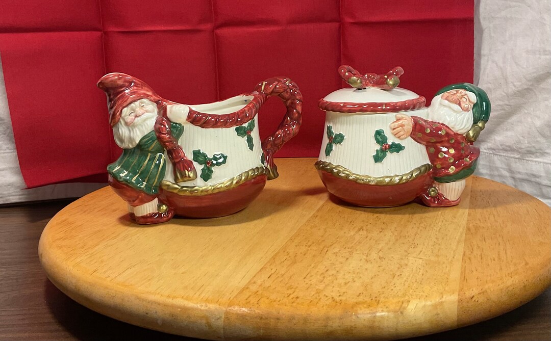 Vintage Fitz and Floyd Elf Creamer & Sugar Bowl 1989 - Etsy