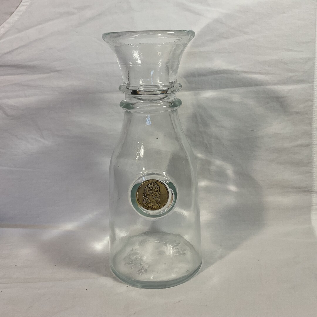 Vintage Italian Decater With Embossed Roman Face on Gold Coin - Etsy