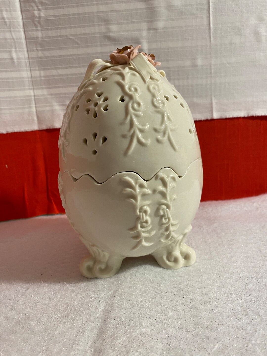 Musical Easter Egg Trinket Box: Large Ceramic With Pink Roses - Etsy