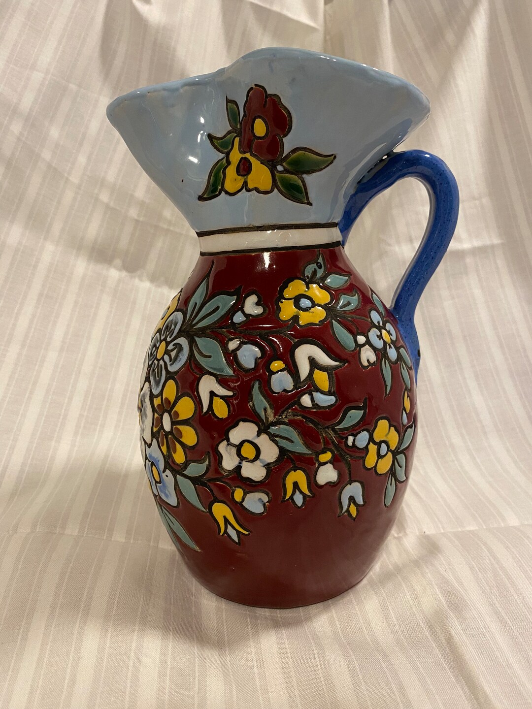 Vintage Flower Pitcher - Etsy