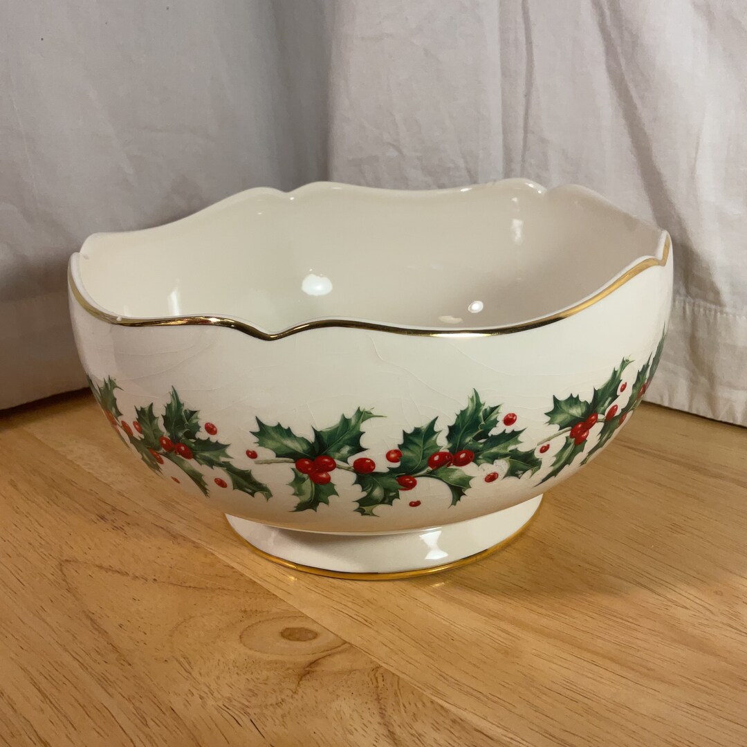 Vintage LENOX 75th Anniversary Teleflora Holly Berry Serving Bowl - Etsy