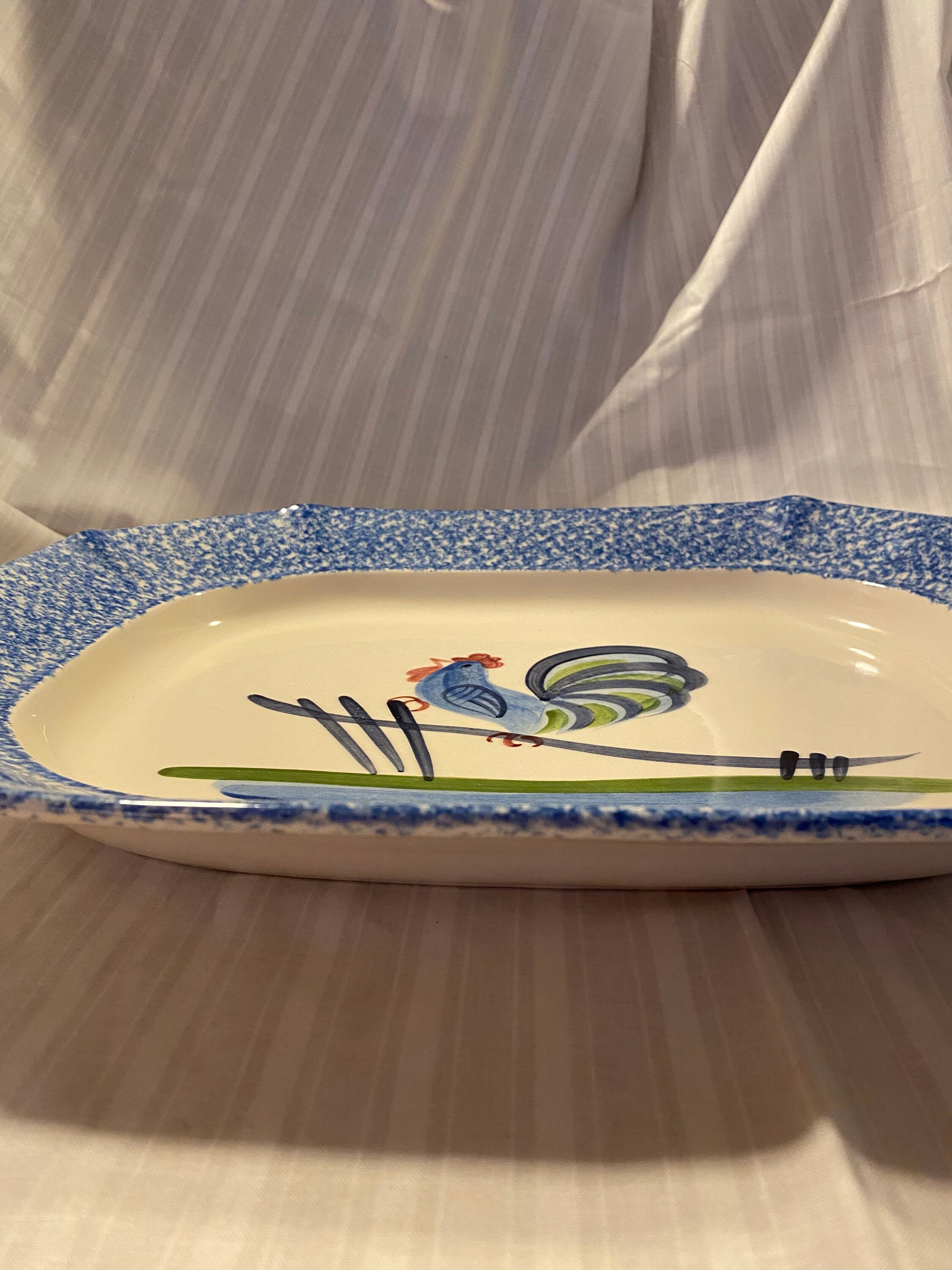 Vintage Designcraft Blue Stipple With Rooster Serving Platter - Etsy