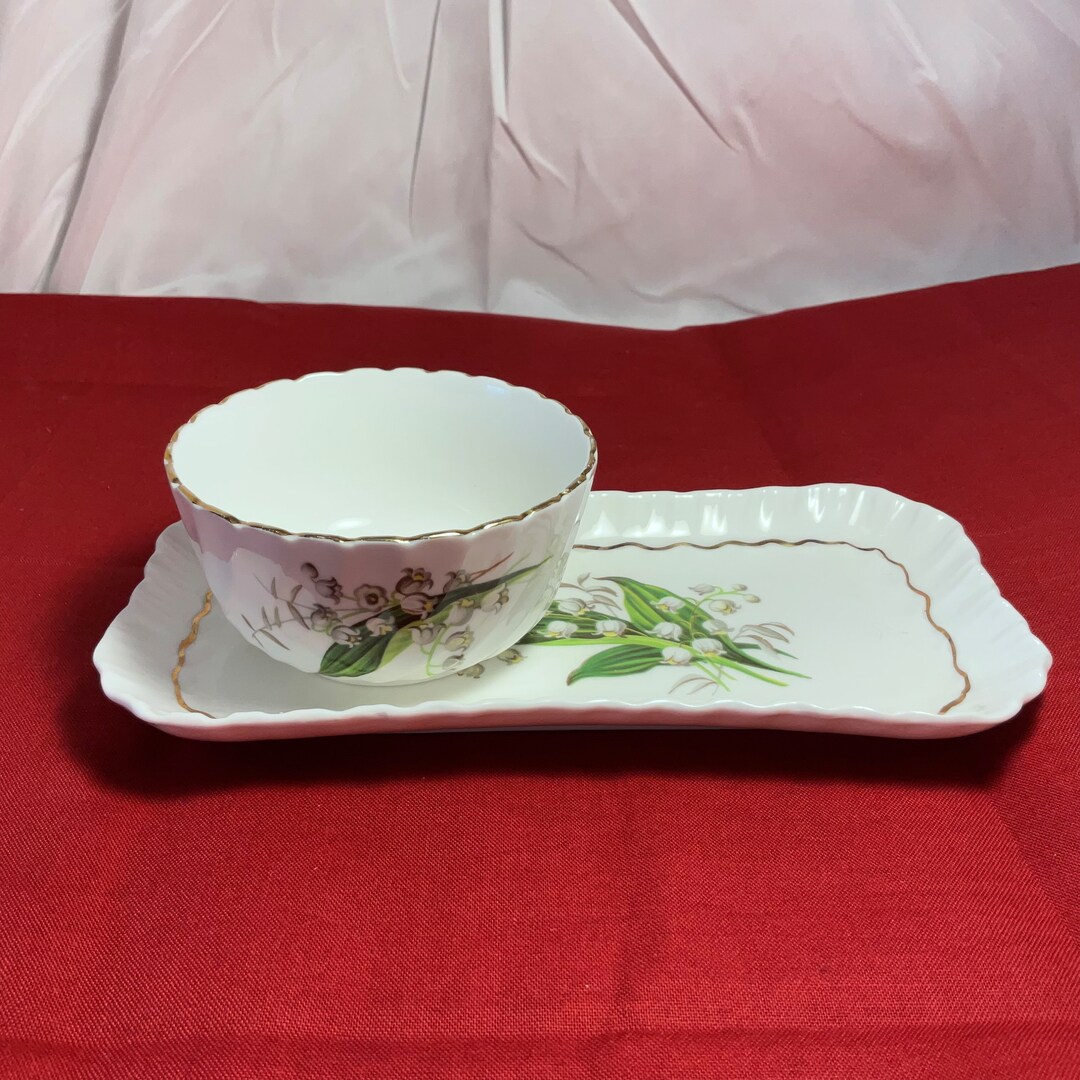 Vintage Royal Adderley Mini Open Sugar Bowl & Tray Lily of the Valley ...