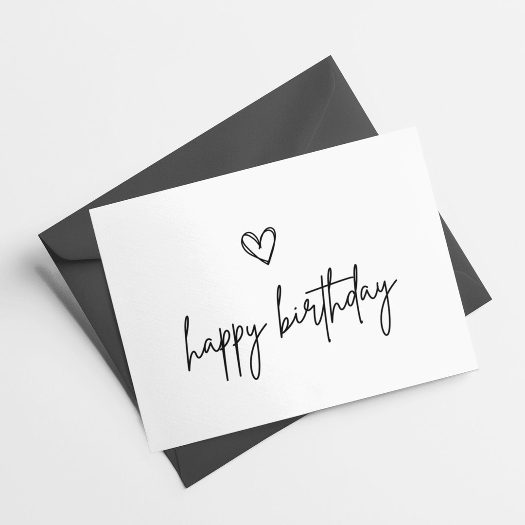 Printable Happy Birthday Card - Digital Download - Simple Handwritten ...