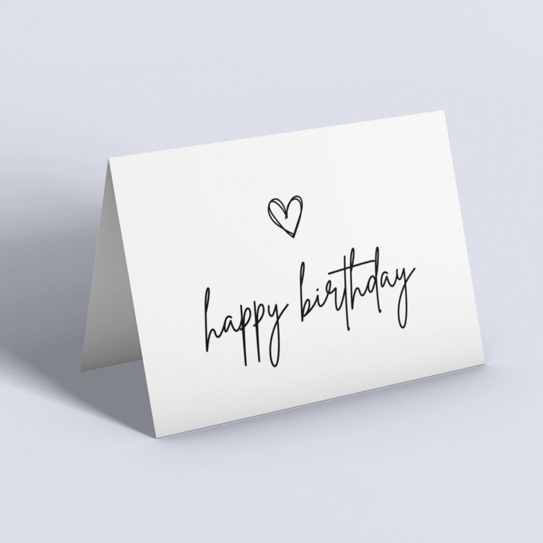Printable Happy Birthday Card - Digital Download - Simple Handwritten ...