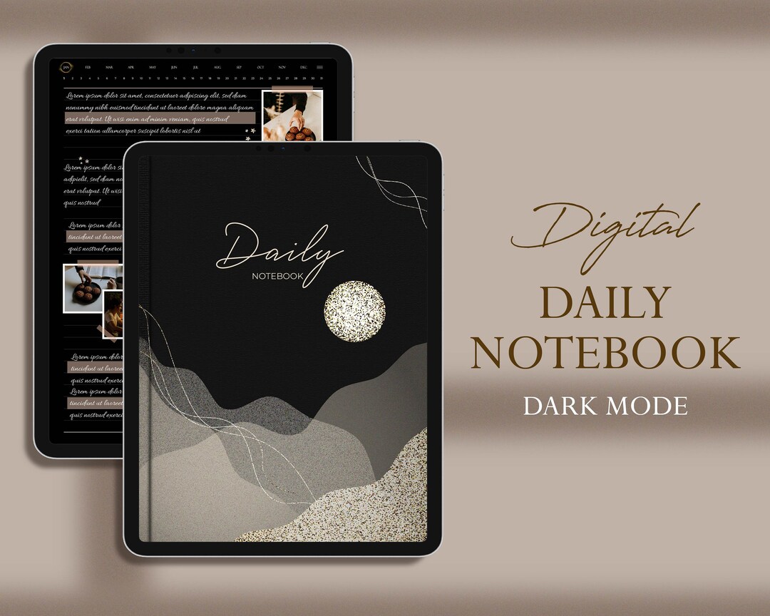 Dark Mode Digital Notebook | Daily Journal | Digital Stickers | Dark ...