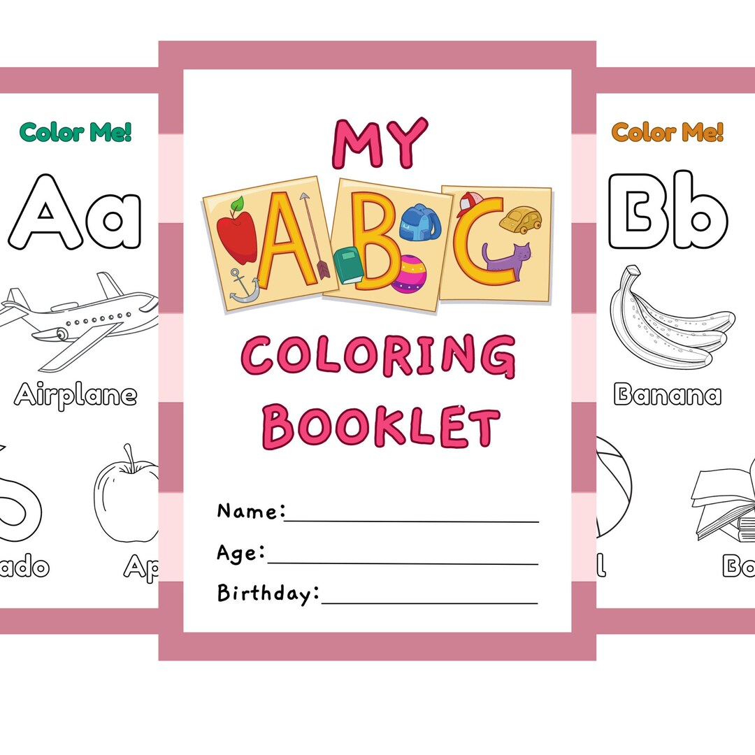 Pink Cute My ABC Coloring Booklet - Etsy