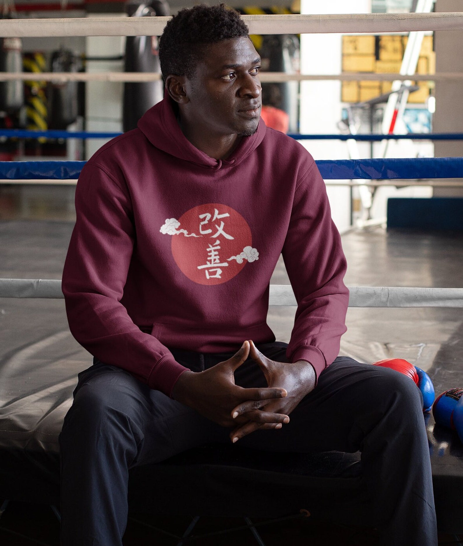 Gym Motivation Samurai Japanese Hoodie Kaizen Workout Hoodie Gym ...