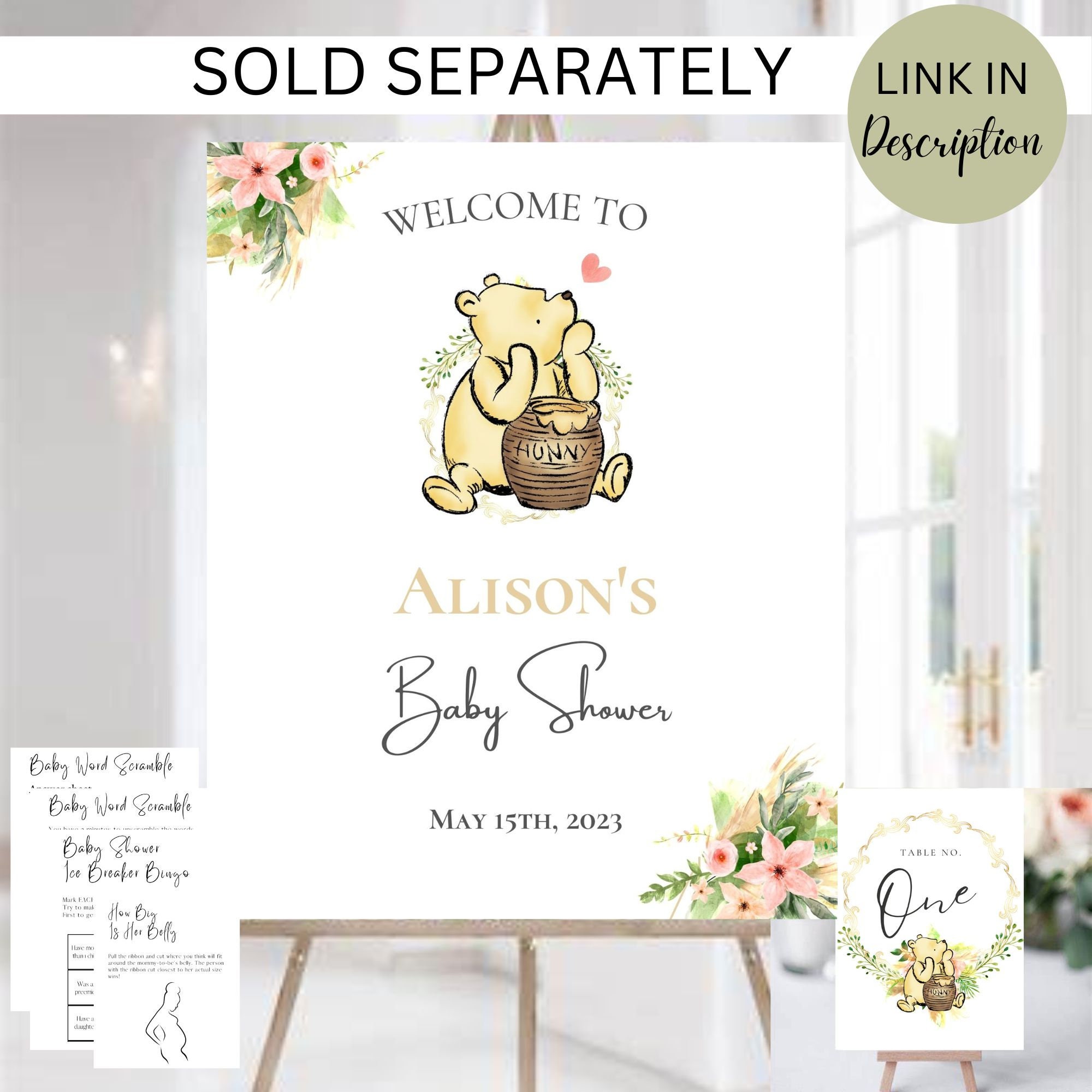 Classic Winnie the Pooh Baby Shower EDITABLE Invitation Bundle, Boho ...