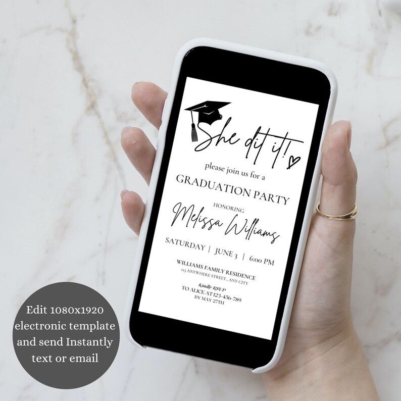 Minimalist Graduation Announcement, Graduation Party Invitation ...
