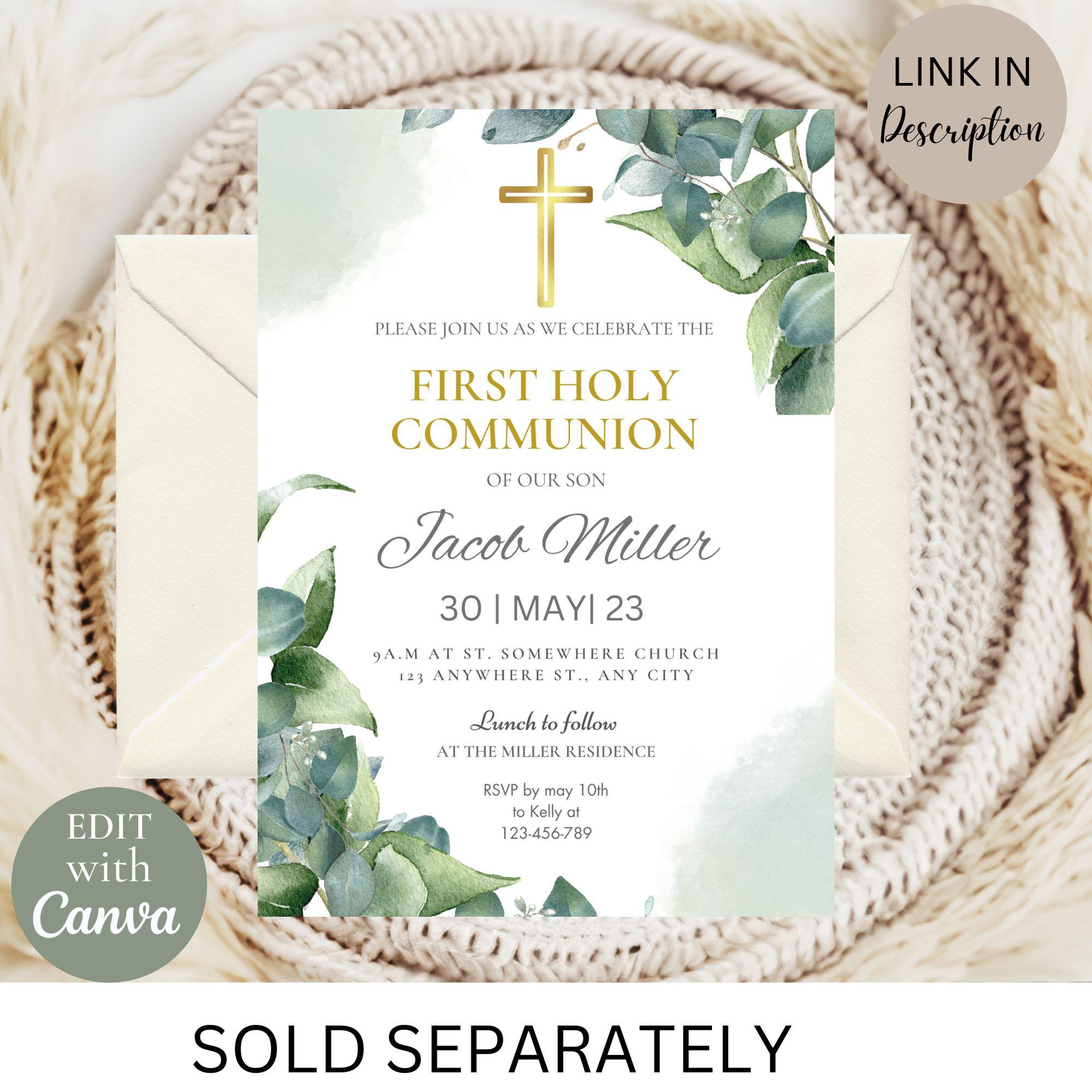 Holy Communion Welcome Sign, Green and Gold Communion Welcome Sign ...