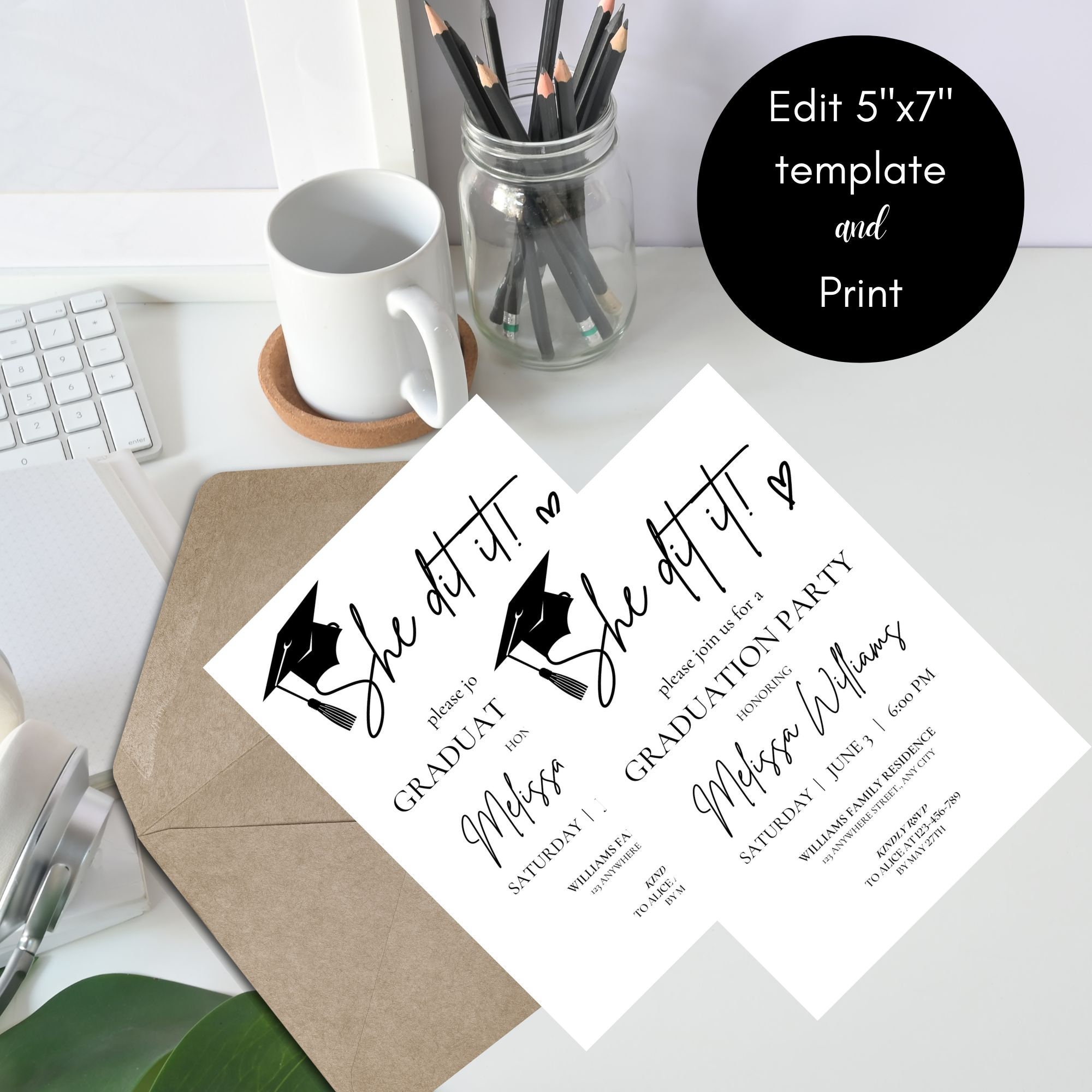 Minimalist Graduation Announcement, Graduation Party Invitation ...
