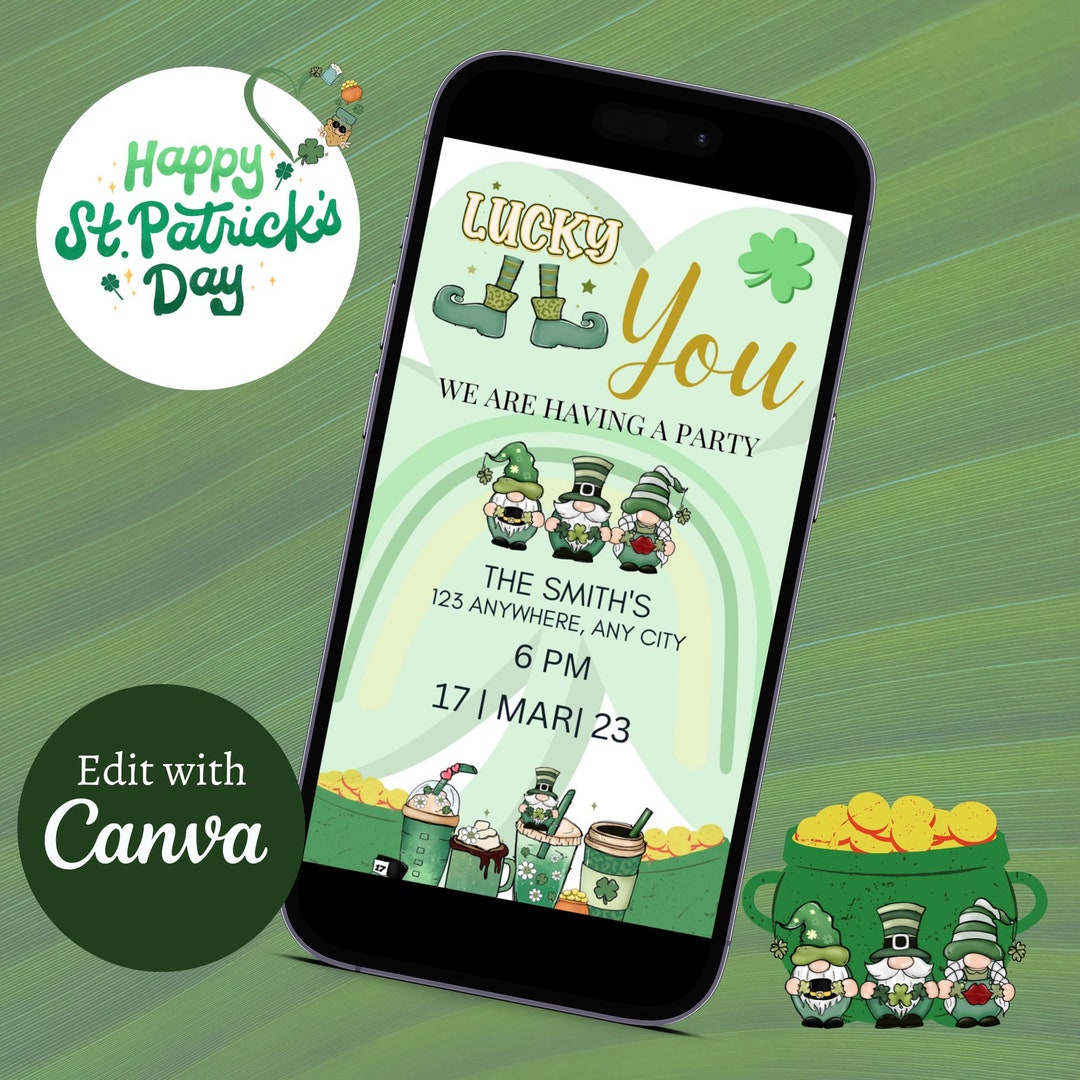 Editable St. Patrick's Day Party Invitation: Digital Text Invite (canva ...