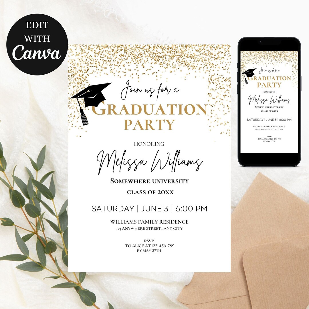 Graduation Party Invitation, Printable Grad Party Invite, Grad Party ...