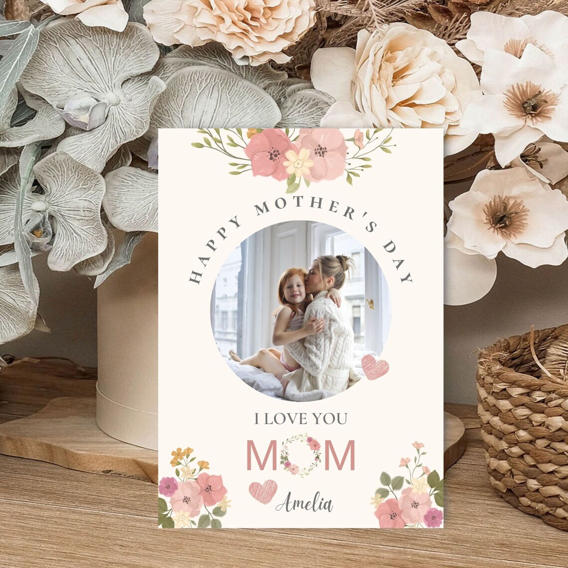 Editable Floral Mother's Day Card With Picture | Personalized Mother's ...