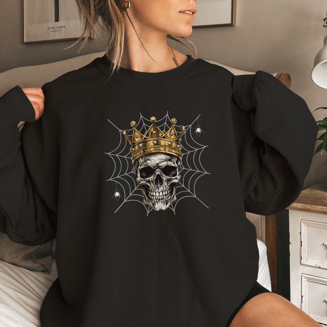 Skeleton With Gold Crown Crewneck Sweatshirt Cute Halloween - Etsy