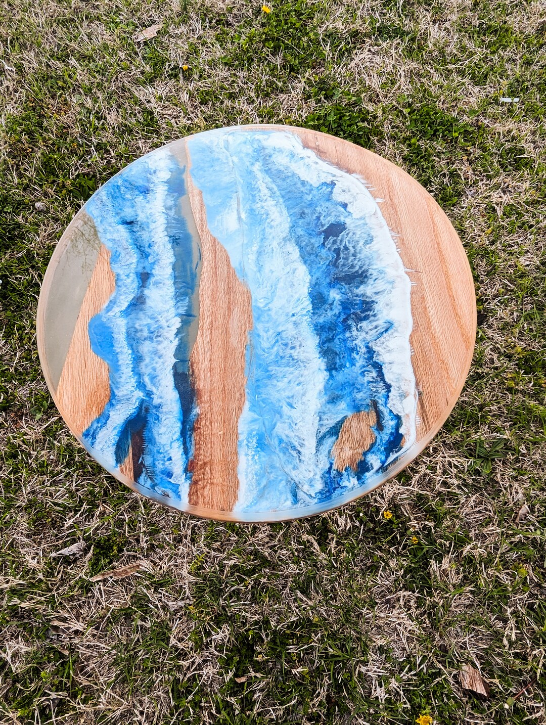 Ocean Epoxy End Table. Ocean Resin Table. Blue Ocean Epoxy. - Etsy