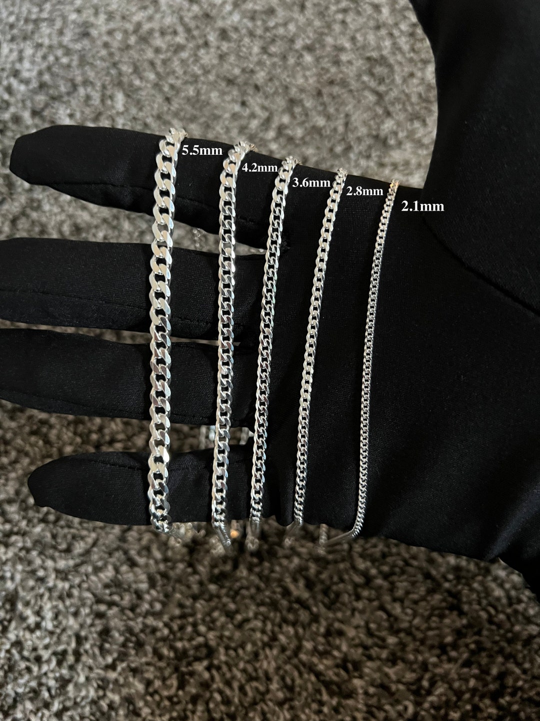 925 Solid Sterling Silver Curb Cuban Chain | Mens Womens Curb Cuban ...