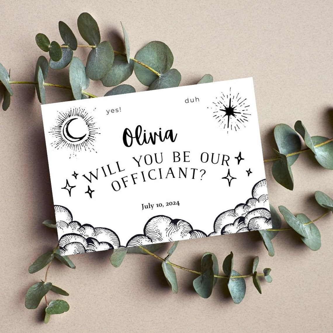 Will You Be My Officiant Card, Editable Template,celestial Wedding ...