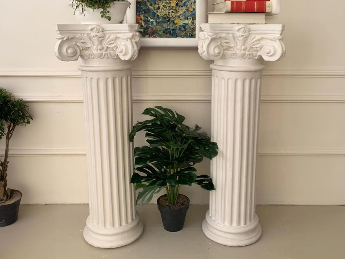 Tall White Corinthian Column Pedestal – Roman Pillar Stand for Statue ...