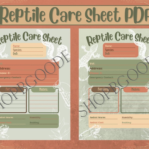 Reptile Care Sheets - Etsy