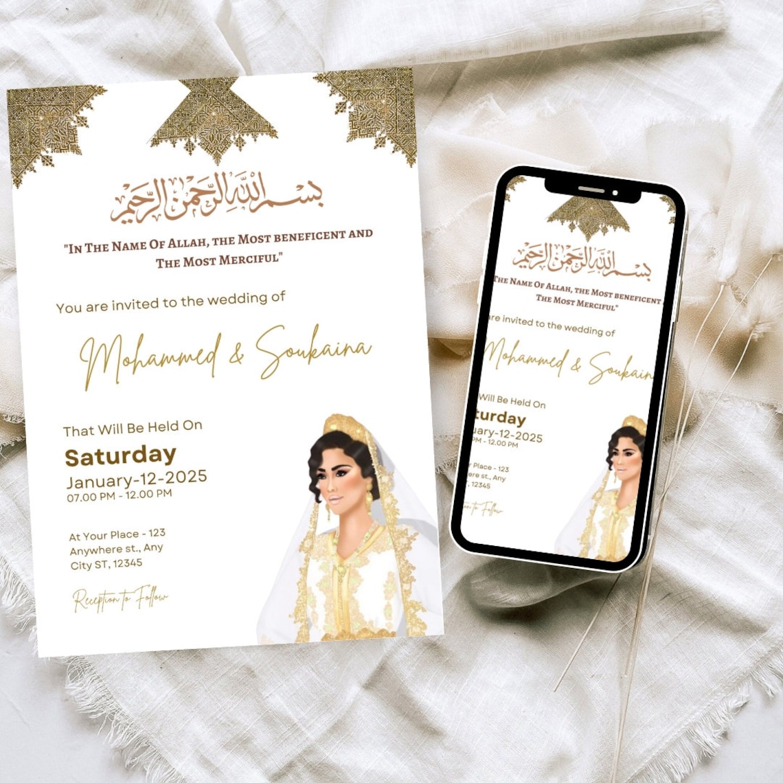 Moroccan Traditional Wedding or Henna Invitation Template, Printable ...