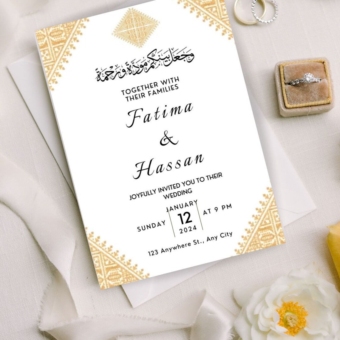 Moroccan Wedding Invitation Template: Traditional Tarz Fasi Design (PDF ...