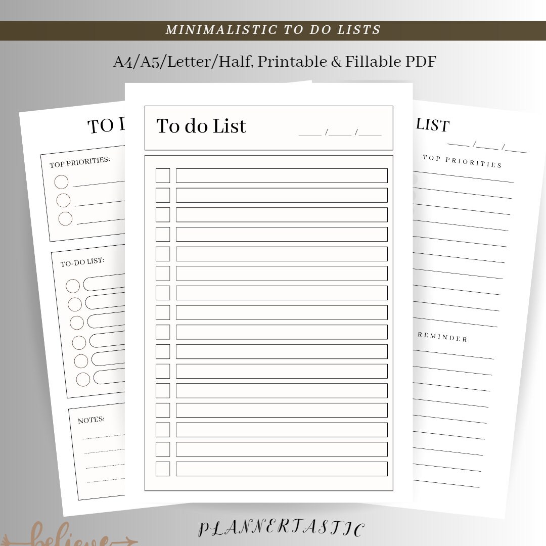 Minimal to Do List Printable/digital, Simple Tasks List Template ...