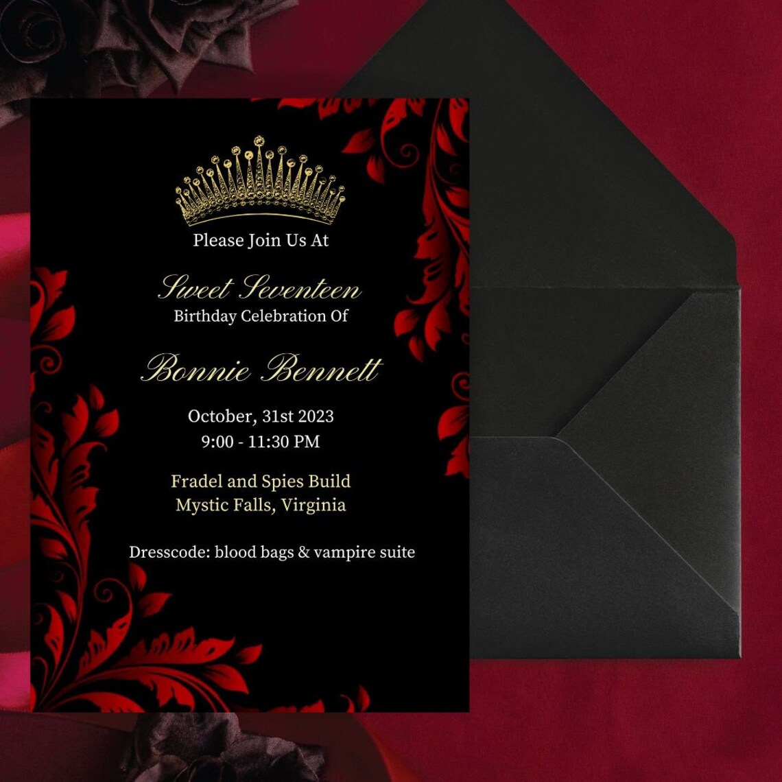 Birthday Invitation Template, Digital Vampire Invitation, Dinner Party ...