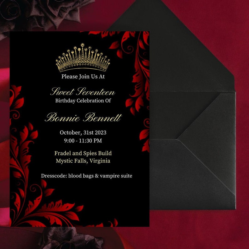 Birthday Invitation Template, Digital Vampire Invitation, Dinner Party ...