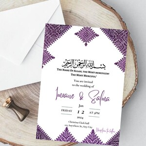 Purple Tarz Fasi Wedding Invitation Template: Traditional Henna Design ...