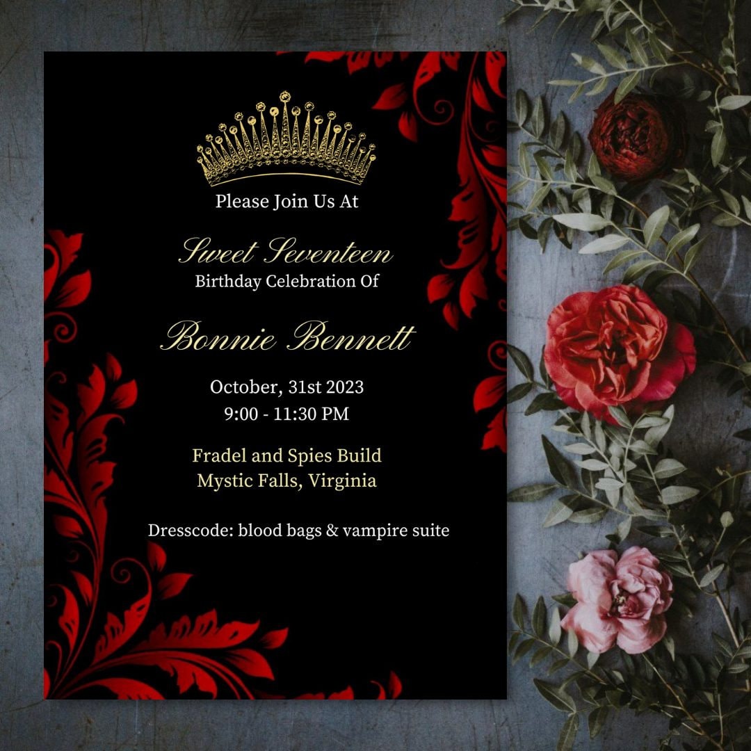 Birthday Invitation Template, Digital Vampire Invitation, Dinner Party ...