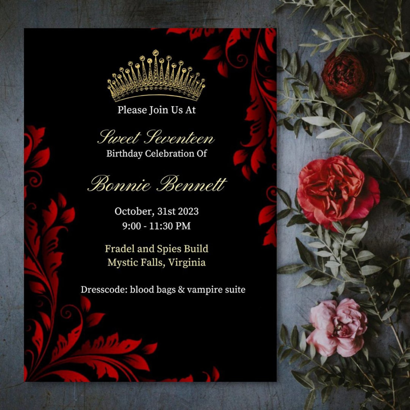 Birthday Invitation Template, Digital Vampire Invitation, Dinner Party ...