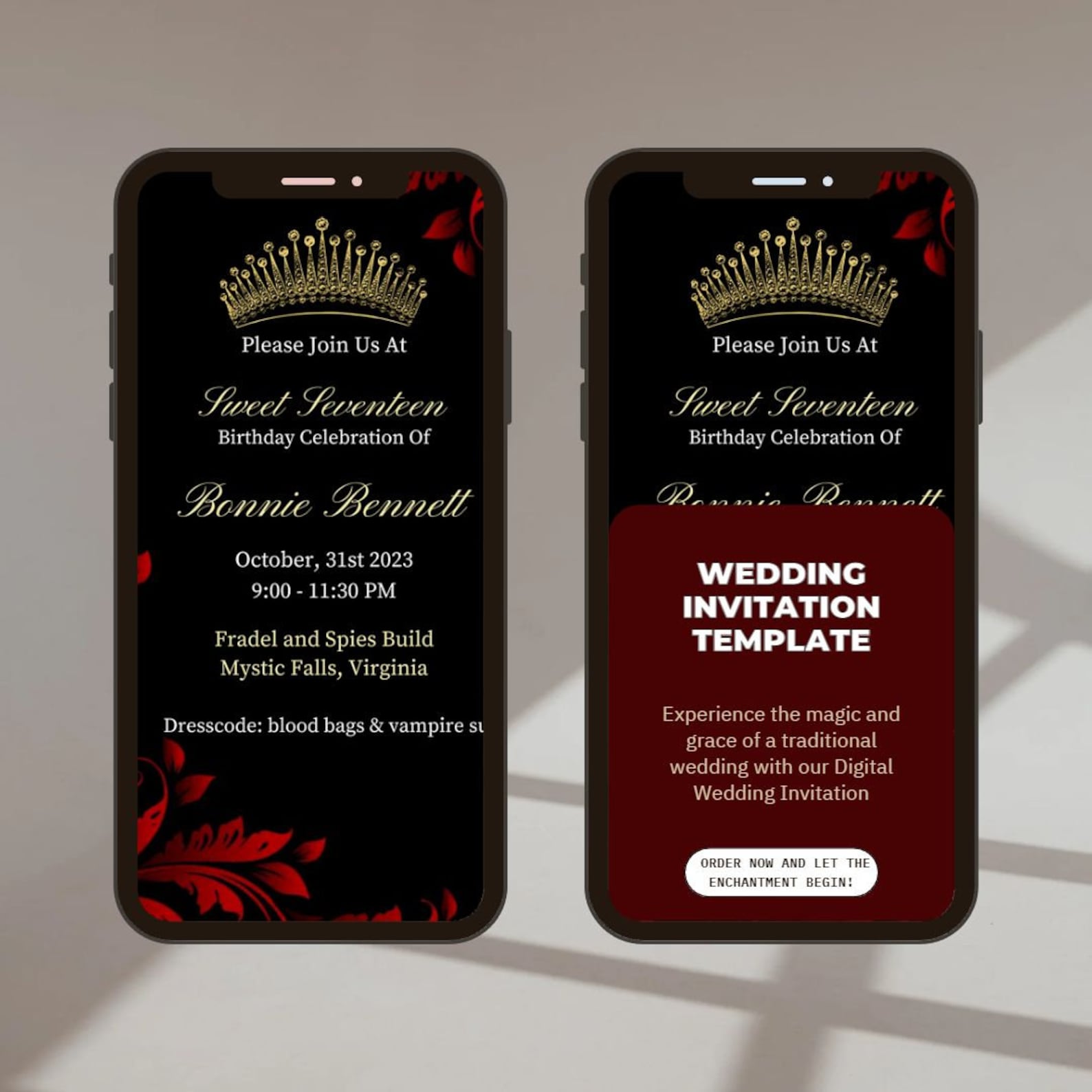 Birthday Invitation Template, Digital Vampire Invitation, Dinner Party ...