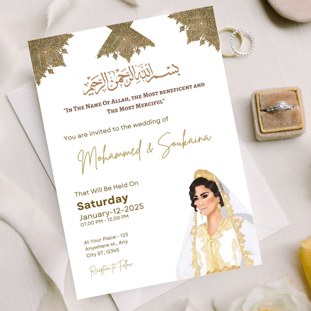 Moroccan Traditional Wedding or Henna Invitation Template, Printable ...