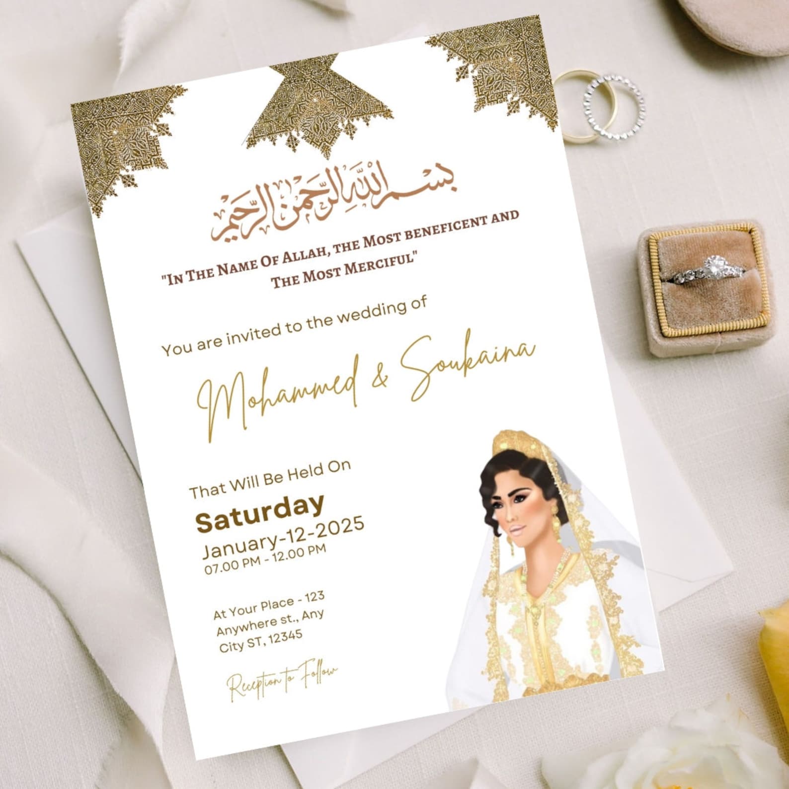 Moroccan Traditional Wedding or Henna Invitation Template, Printable ...