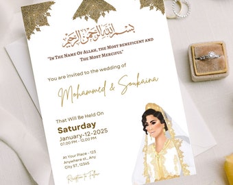 Moroccan Traditional Wedding or Henna Invitation Template, Printable ...
