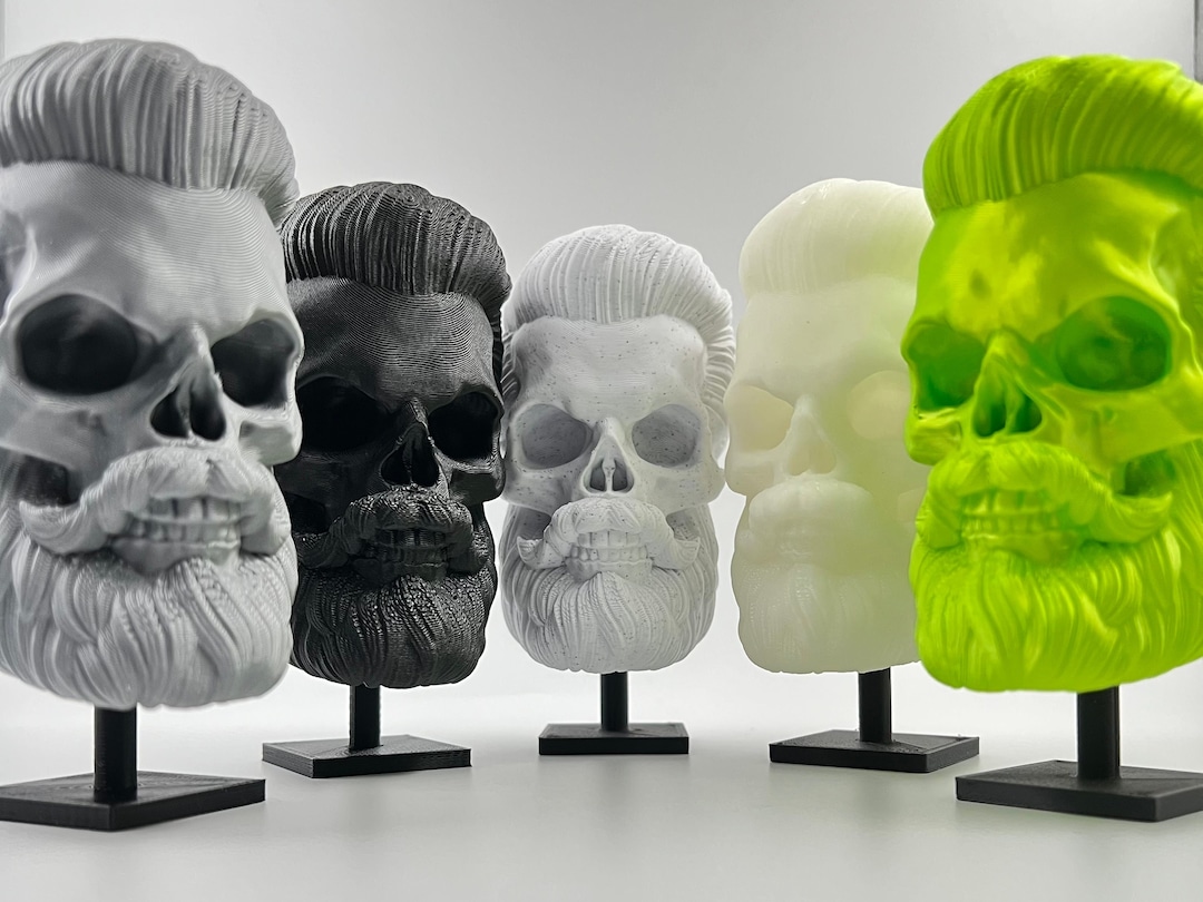 3D Printed Bearded Skull Decoration & Stand - Etsy