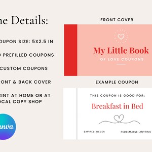 Printable Love Coupon Book Customizable Voucher Template for Him and ...